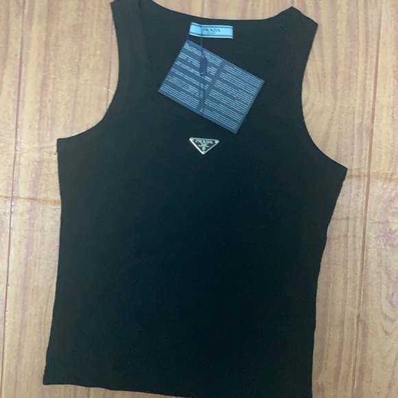 Prada | Tops | Prada Black Fitted Sleeveless Tank Top Shirt Nwt | Poshmark